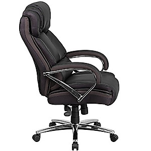 Flash Furniture HERCULES Series Big & Tall 500 lb. Rated Black LeatherSoft Executive Swivel Ergonomic Office Chair with Chrome Base and Arms