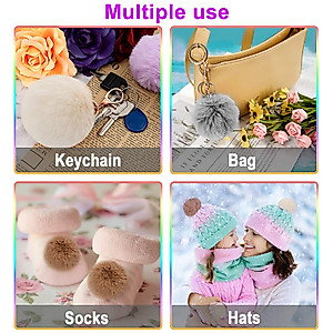 BQTQ 26 Pieces Faux Rabbit Fur Pom Pom Keychain Fluffy Balls Pom Pom with Elastic Loop for Hats Keychains Scarves Gloves Bags Accessories(13 Soft Colors, 2 Pcs Each Color)