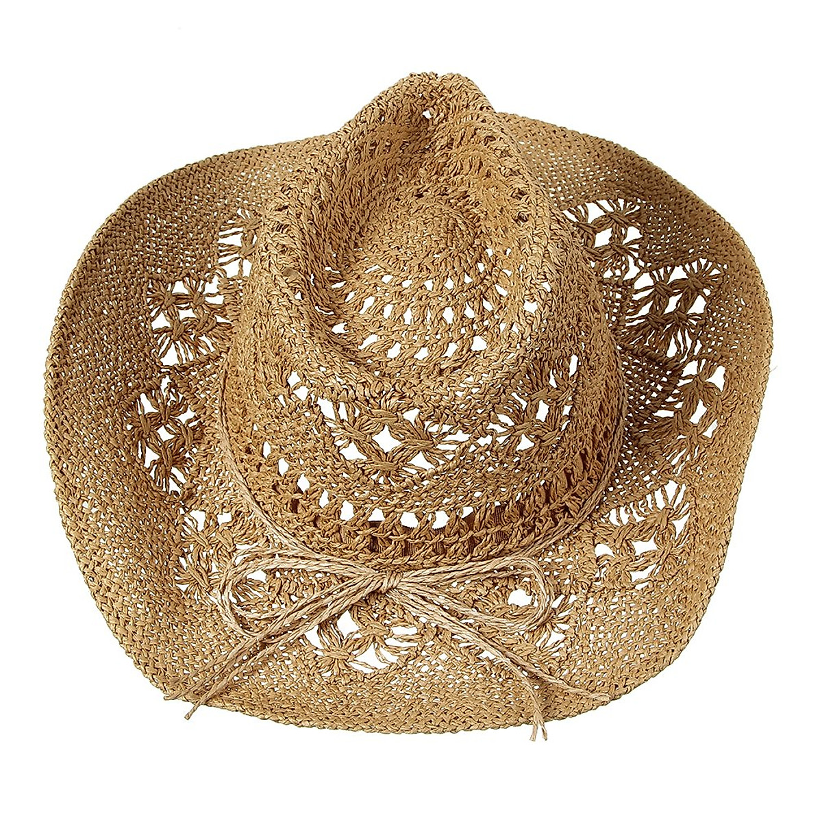 EOZY Men & Women's Summer Cowboy Cowgirl Straw Hat Hollow Out Woven Roll Up Wide Brim Hat/Camel