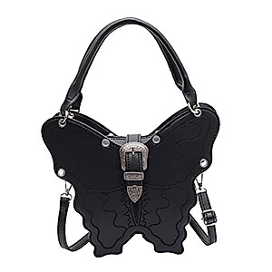 MILATA Butterfly Shaped Crossbody Bag Tote Retro Vintage Shoulder Top Handle Bag Satchel Purse for Girl Women (black)