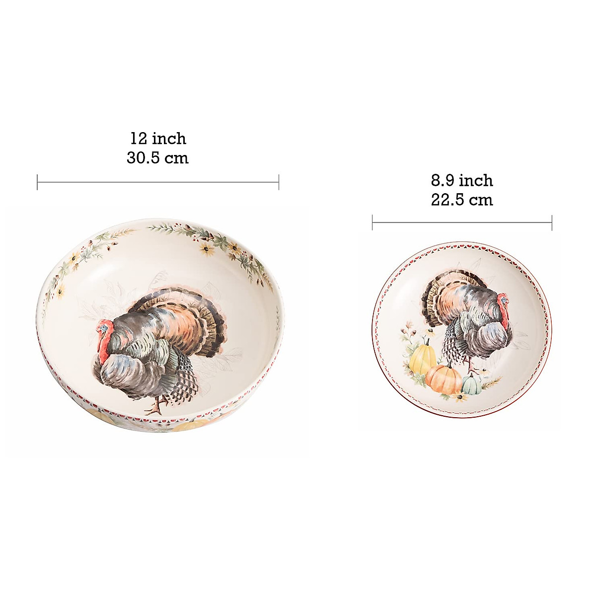 Bico Blessing Season Ceramic Pasta Bowl, Set of 5(1 unit 214oz, 4 units 35oz), for Pasta, Salad, Microwave & Dishwasher Safe, House Warming Gift