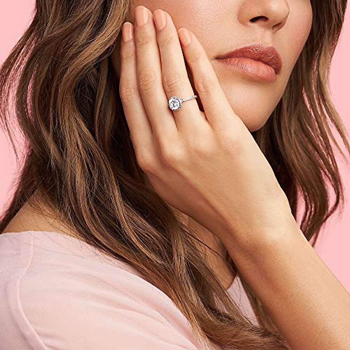 PANDORA Round Sparkle Halo Ring - Silver Ring for Women - Sterling Silver with Clear Cubic Zirconia - Gift for Her - Jewelry for Women with Gift Box - Size 4.5