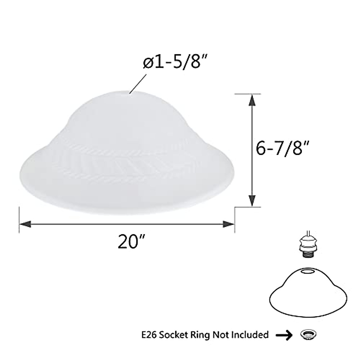 Aspen Creative 23121-01, Etched Alabaster Replacement Glass Shade for Medium Base Socket Torchiere Lamp, Swag Lamp and Pendant, 1-5/8" Fitter Size x 20" Diameter x 6-3/4" Height
