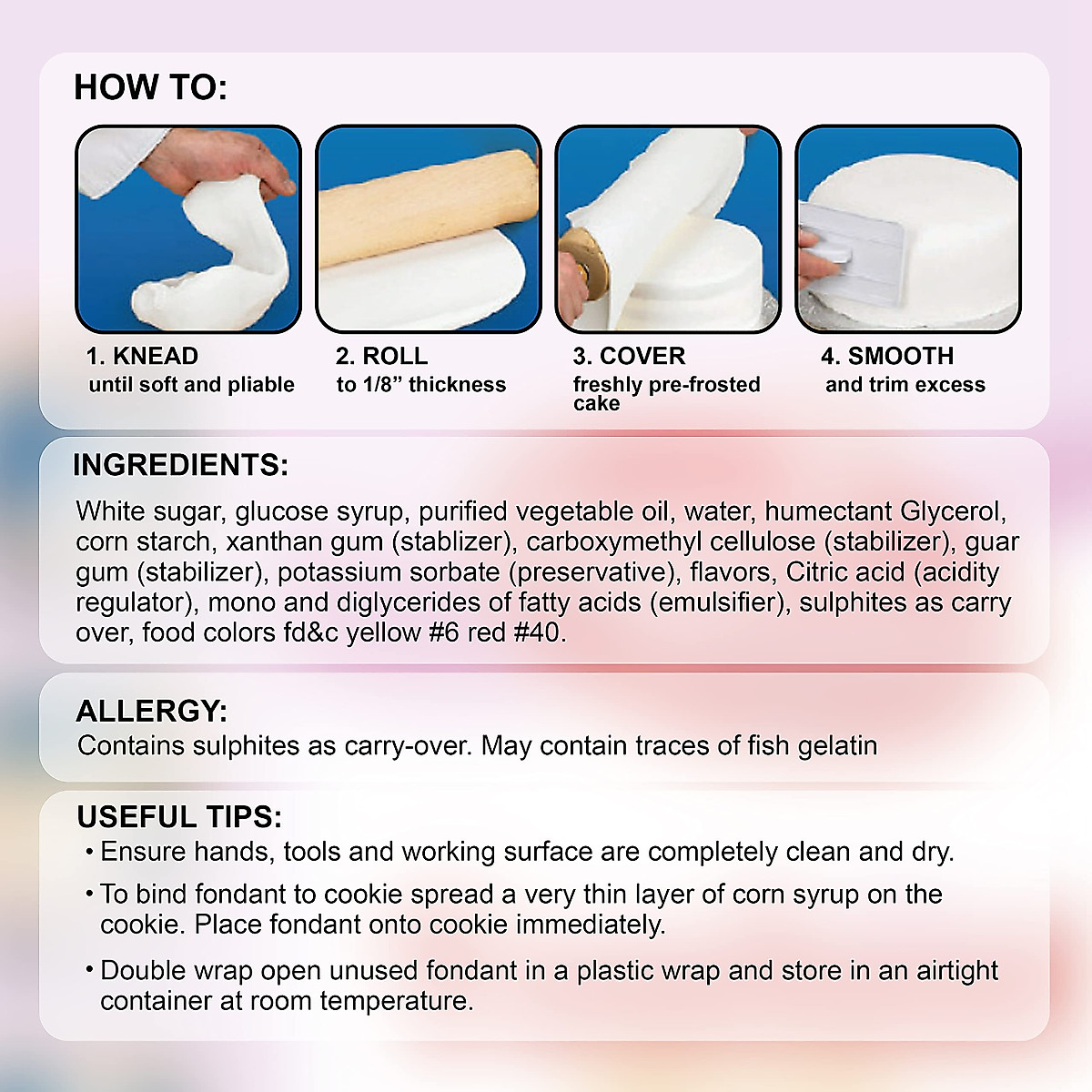 White Fondant Icing - 4 oz. - Ready to Use Cake Decorating Frosting - Easy To Roll, Moldable, Kosher, Dairy Free, and Nut Free - White Fondant For Cakes Cupcakes and Cookies - By Baker’s Choice