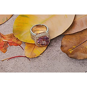 ORO LEONI Cushion Cocktail Two Tone Ring in 925 Sterling Silver, Rose Gold, White and Pink