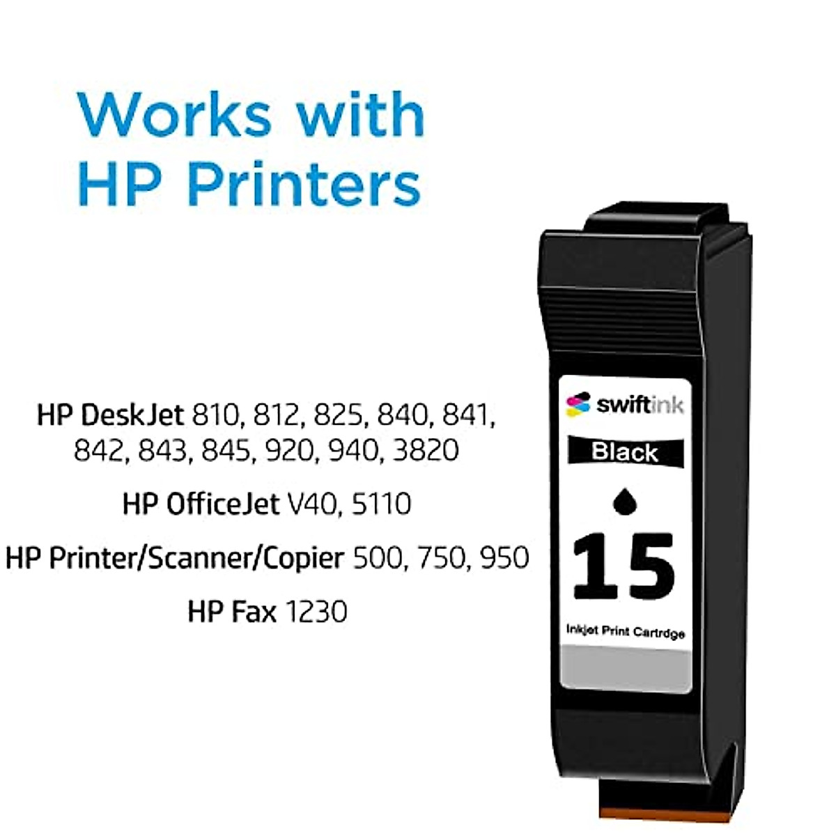 Swift Ink Remanufactured for HP 15 Ink Cartridge Replacement (HP C6615DN)