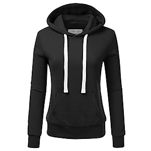 DOUBLJU Basic Lightweight Pullover Sweater Top Essential Comfy Casual Hoodie Sweatshirt for Womens Clothes with Plus Size