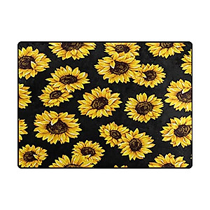 ALAZA Shabby Chic Floral Sunflower Area Rug Rugs for Living Room Bedroom 7'x5'