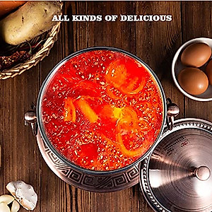 Shabu-Shabu Chinese Hot Pot - Chafing Dish Buffet Stainless Steel Food Warmer - Soup Pot Cookware with Alcohol Lamp - Great for Entertaining Restaurant (Color : Copper)