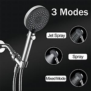 Iopsk High Pressure Shower Head with Handheld 4 Mode With On/Off Switch Hand Held Shower Head With Hose Detachable Hand Held Shower Head Chrome Finish