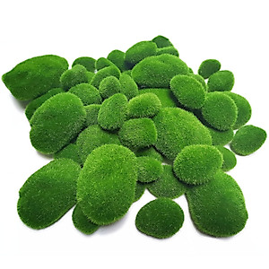 42PCS 5 Size Artificial Moss Rocks Decorative, Green Moss, Artificial Stones, Green Moss Balls,Moss Stones, Fake Moss Decor for Floral Arrangements, Decorative Potted Plants Fairy Gardens Or Crafting
