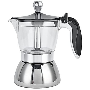 CHICIRIS Stovetop Espresso Maker, Crystal Plastic-Top Stainless Steel Moka Pot 4 Cup, Italian Mocha Coffee Maker, 200ml/6.8oz