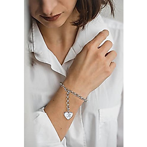 Bracelet Gift for Women Heart Initial Bracelets Stainless Steel Charm Bracelet Letter C Monogrammed Bracelets for Women