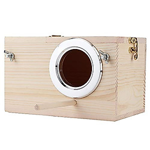 Bird Breeding Box, 12x12x19.5 cm Wooden Bird House, Pet Incubation Nesting Box for Outdoor Garden Decoration, Upper Cover Can be Opened