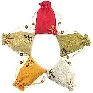 NHW 15 pieces of 3.9 inches x 5.5 inches mixed lining drawstring linen gift bags lotus pattern jewelry bags can be used for DIY crafts wedding supplies candy bags and party supplies (red)