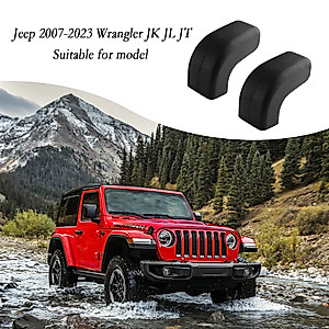 Easy-Going Front Bumper Tow Hook Cover Perfectly Compatible with Jeep 07-23 Wrangler JK JL JT for Buffering,Awesome Car Decoration Tow Hook Protector (Black-2pcs)