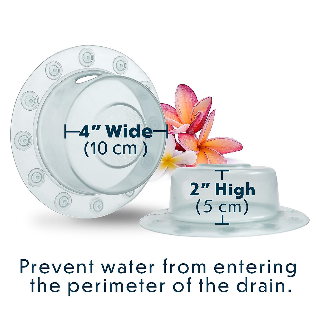 SlipX Solutions Bottomless Bath | Overflow Drain Cover for Tub | Best Gifts for Mom, Spa & Bath Accessories | Drain Block, Water Stopper Plug | Bath Essentials for Women | 4" Diameter, Clear