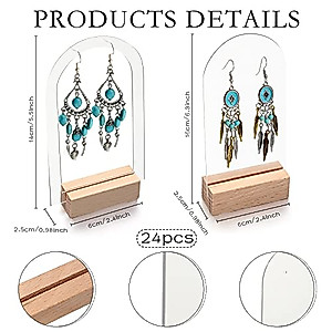 Yulejo 48 Pieces Acrylic Earring Display Stand Jewelry Retail Holder Arch Acrylic Earring Holder Solid Hollow Acrylic Sign Stand Jewelry Displays with Wooden Bases for Studs Dangle Earrings