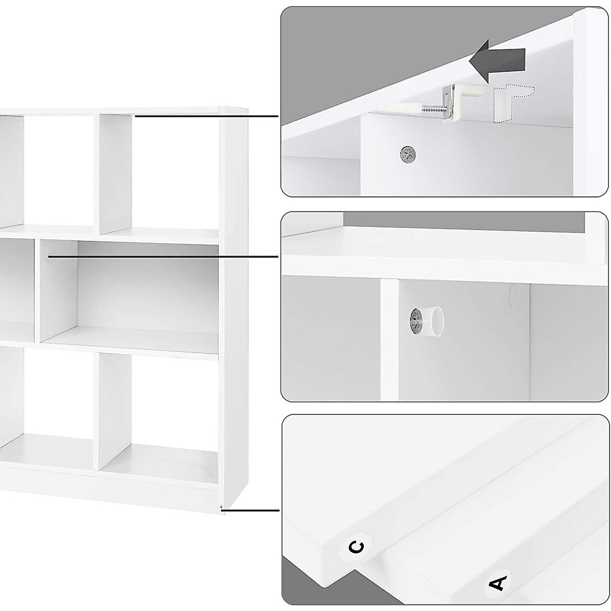 wenyuyu Cube Storage Organizer Freestanding Bookcase Modern Bookshelf, Multipurpose Display Case Shelf Cabinet for Living Room Study Home Office (White)