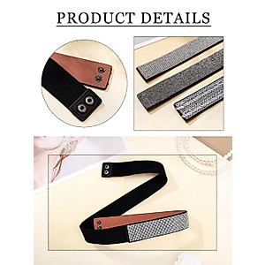 Abien Rhinestone Wasit Belts Black Elastic Belt Sparkle Stretch Waist Belt Plus Size for Women for Dresses (Silver-2)