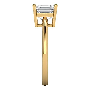 Clara Pucci 2.0 ct Asscher Cut Solitaire Moissanite Engagement Wedding Bridal Promise Anniversary Ring 18K Yellow Gold Size 8
