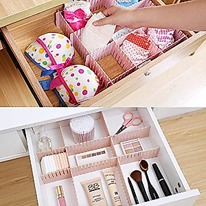 SING F LTD 12pcs Adjustable DIY Grid Clapboard Divider Drawer Closet Storage Organizer Home Storage 37x7cm Pink