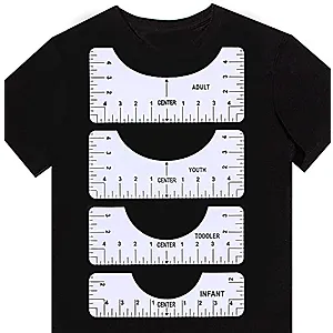 T Shirt Alignment Tool , Acrylic T-Shirt Ruler Guide to Center Designs for Vinyl and HTV Alignment Tool (Style B- 4PCS)