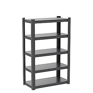 SFTORMAS 72" H Heavy Duty Garage Shelving, 5 Tier Adjustable Metal Shelving, 15.75" D X 35.3" W X 72" H, Black