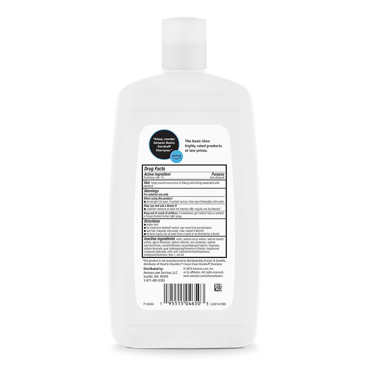 Amazon Basics Dandruff Shampoo for Normal to Oily Hair, 28.2 Fluid Ounces, 1 Pack