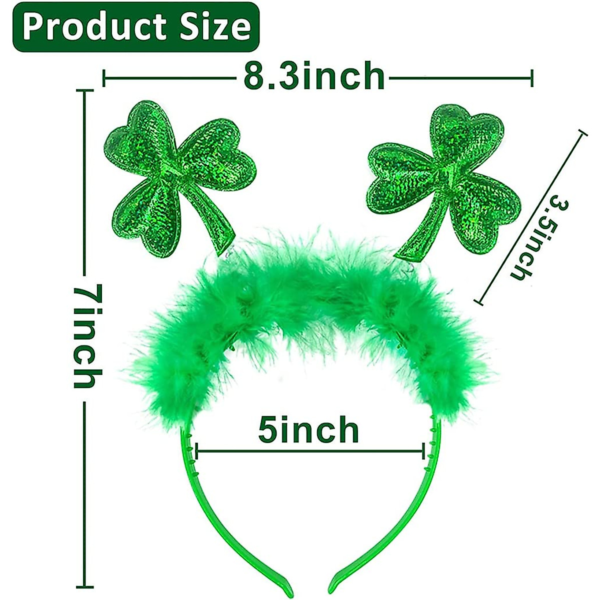 KOLONAMS St.Patrick's Day Headbands Green Shamrocks Hairband with Sequins Glitter Irish Hair Hoop Hat Parade Party Costume Hair Accesories for Saint Patrick's Party Favor Gift Cosplay