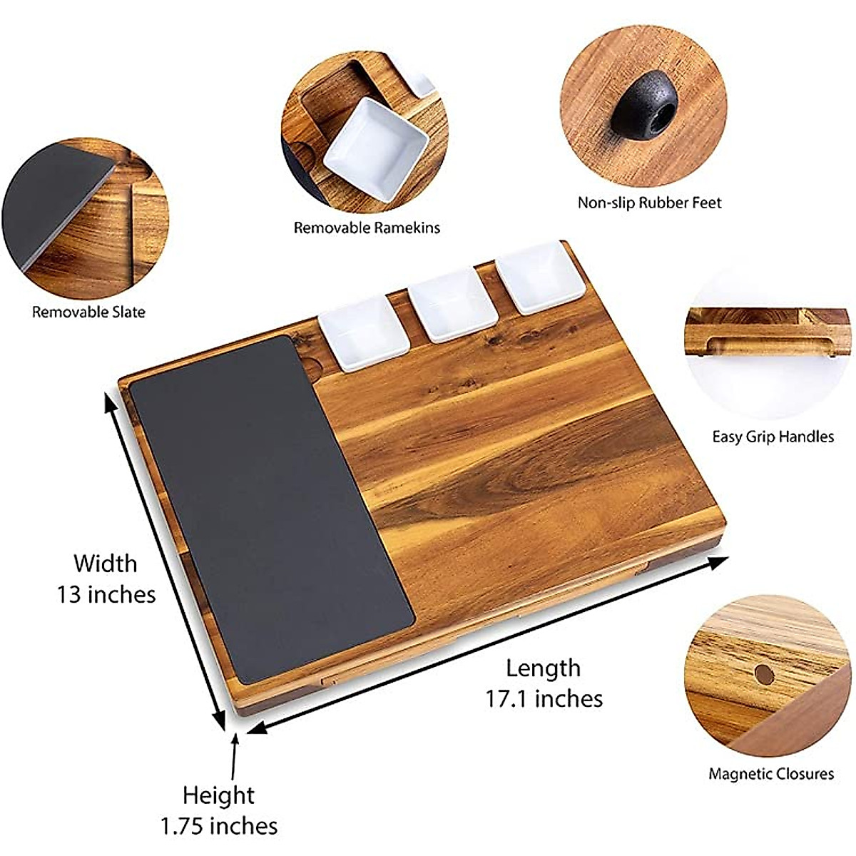 Cheese Board and Knife Set with Drawer:Large Charcuterie Board Set&Cheese Platter with Stainless Steel Knives, Bowls and Slates-House Warming&New Home Gifts,Bridal&Wedding Gifts