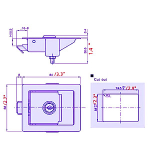 2 PCS Flush Mount Paddle Handle Stainless Steel Locking Door Latch RV Paddle Entry Interior Handle Knob Deadbolt Toolboxes and Compartment Black