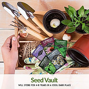 Survival Garden Seeds Herbal Collection Seed Vault - 5 Herbs to Grow & Plant in The Vegetable Garden - Lavender, Mint, Echinacea, Lemon Balm, Roman Chamomile - Non-GMO Heirloom Varieties