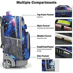 Tilami Rolling Backpack Laptop 18 inch with Lunch Bag, Unicorn