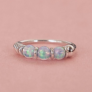 Handmade Silver Single 10MM Cartilgae Helix Piercing Hoop Earring with Trio Blue Opal, 925 Sterling Silver Very Small 10MM Thin 22Gauge Hoop for women, By Miya Jewelry