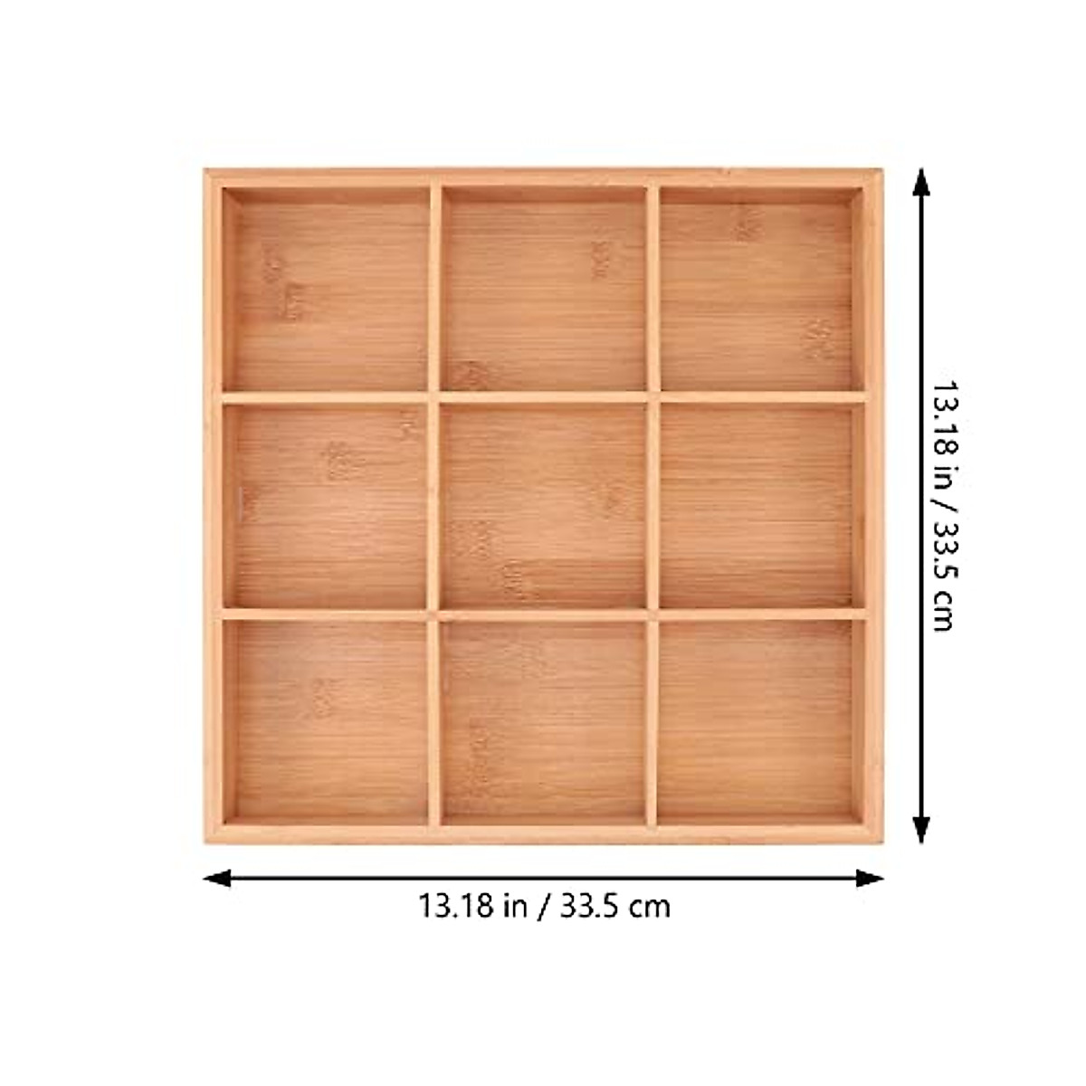 Cabilock Desktop Divided Serving Tray Wood Serving Tray 9 Compartments Divided Platter Chic Vegetable Tray Household Food Plate for Snacks Dry Fruits Appetizers Square Dinnerware Sets Serving Platter