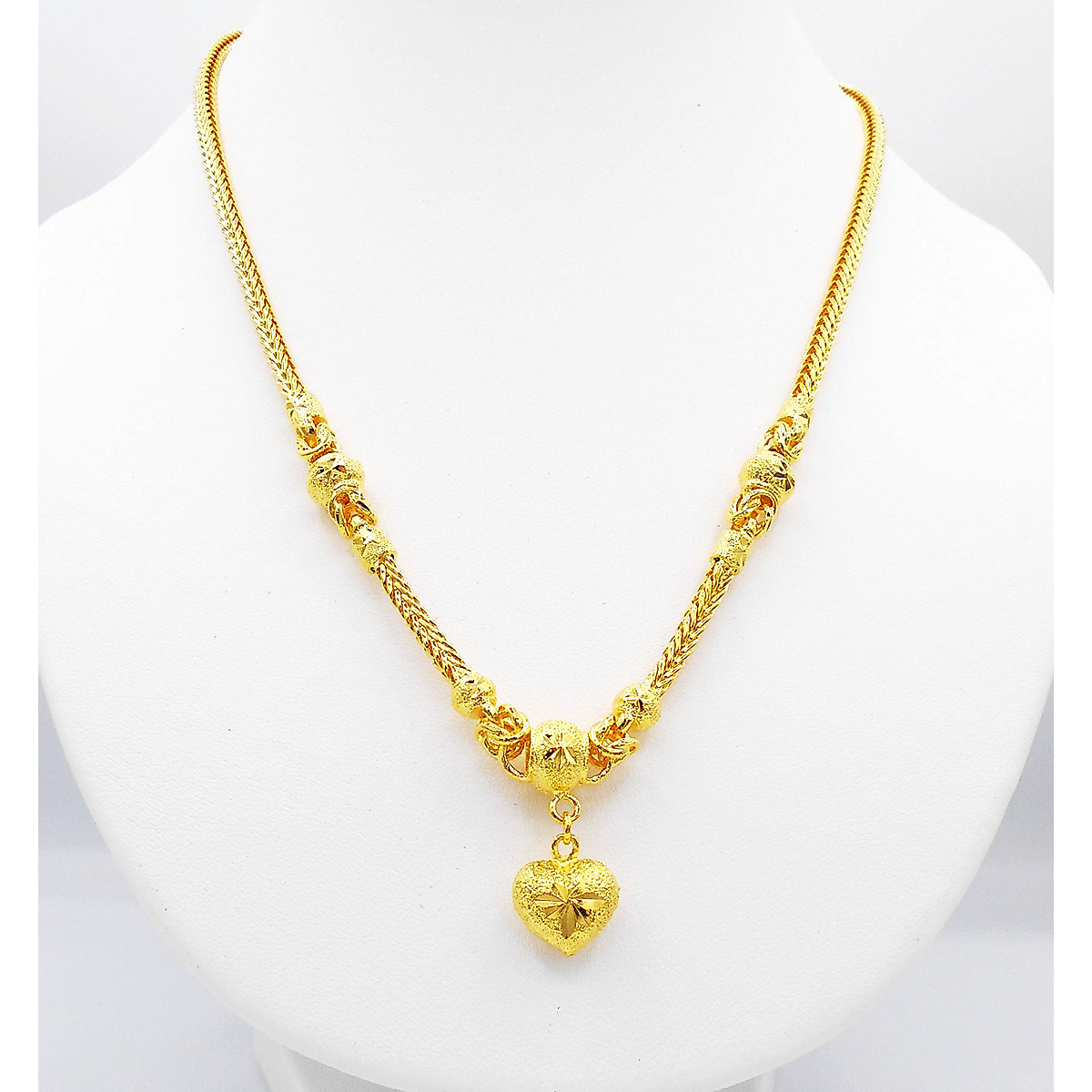 Chain 24k Thai Baht Yellow Gold Plated Filled Necklace Jewelry Women 20" Pendant Heart