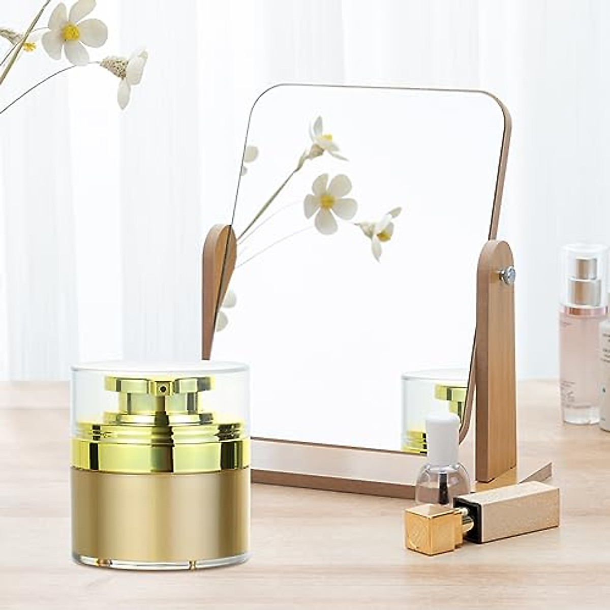 Airless Pump Makeup Jar Acrylic Cosmetic Jar 2pcs 1 oz Vacuum Travel Bottle Empty Containers with Pump for Skincare Cream Lotion or DIY Skin Care Products