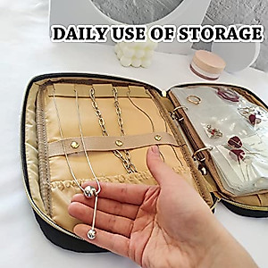 Nelonis Travel Jewelry Organizer Portable Jewelry Roll Transparent Jewelry Organizer Book Ring Binder Jewelry Bags, Earrings, Rings, Bracelets, Necklaces (Black)