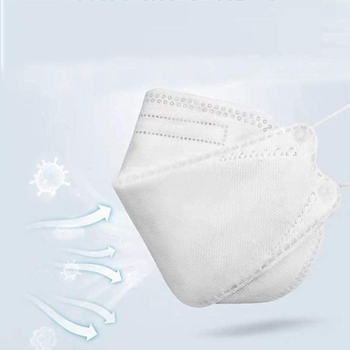 50/100Pcs KF94 Adult Mask Black 4-Layers Premium 3D Design Shape Face_Masks Protective Mask for Adult Daily Use (White)