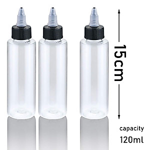 Twdrer 16 Pack Clear Dispensing Bottles with Twist Top Cap,Small Boston Round LDPE Plastic Squeeze Bottles(4oz/120ml)