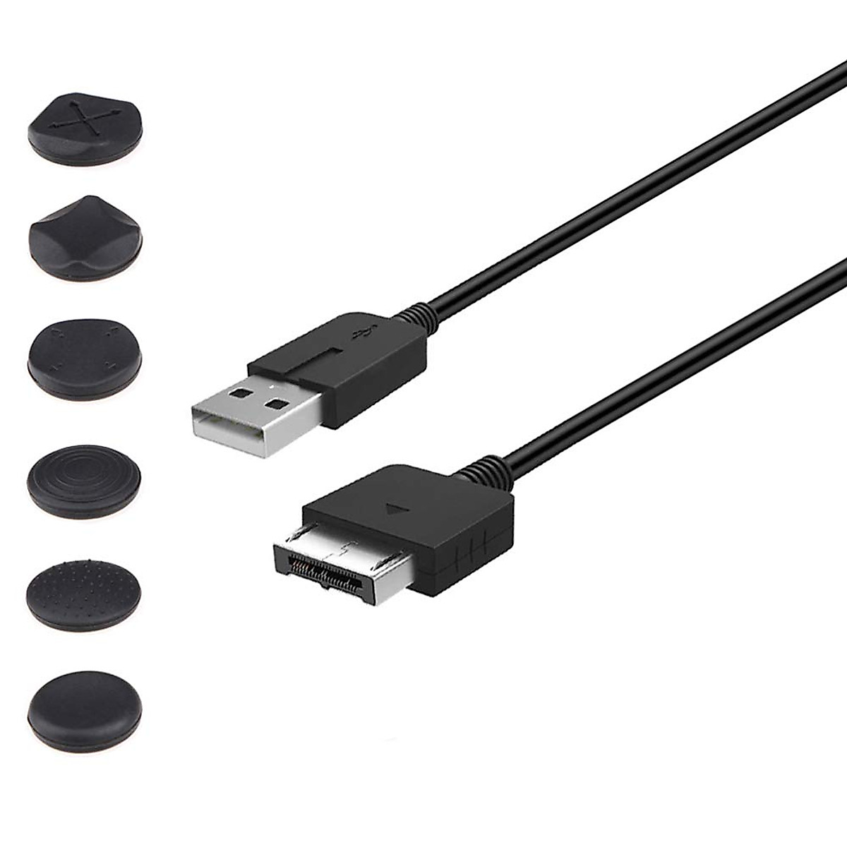 BATSOEASY 3.9ft USB Charger Cable Compatible with PS Vita, Charging Cable Data Cord Compatible with PlayStation Vita 1000 PSV with 6pcs Thumb Grip Caps (Only Compatible with PS Vita 1000 Models)