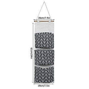 2PCS Wall Closet Hanging Storage Bag Wardrobe Organizer Toys Container Pocket Pouch Decor Hanging Storage Pouches for Bedroom Bathroom(Grey)