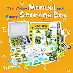 WOOLIKE STEM Robot Building Kits Toys 100+ in 1 Robot Science Kits 378 Pieces DIY Educational Building Blocks for Kids Ages 6+ Years Old Makerzoid