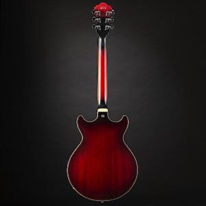 Ibanez Artcore 6 String Semi-Hollow-Body Electric Guitar, Right, Sunburst Red Flat, Full (AM53SRF)