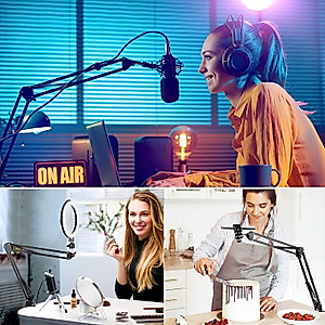 CAHAYA Microphone Arm Stand Boom Suspension Stand with 3/8" to 5/8" Screw Adapter, Mic Clip for Blue Yeti Nano Snowball Ice and Other Mics CY0262-1