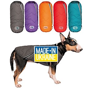Bonne et Filou Sustainable Dog Jacket Vest Made in Ukraine with Premium Recycled Materials - Lightweight Warm Waterproof Windproof Winter Dog Coat Outfit for Cold Weather (X-Small-2, Grey)