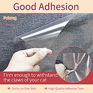 Polamg Anti Cat Scratch Furniture Protector-14 Pack Single Side Couch Protector for Cats, Self-Adhesive Cat Tape for Furniture, Cat Scratch Deterrent for Furniture Door Walls