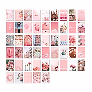 GSM Brands Wall Collage Kit Pink Pop Aesthetic Pictures Set of 50 4x6 inch Individual Photos for Teen College Dorm Room