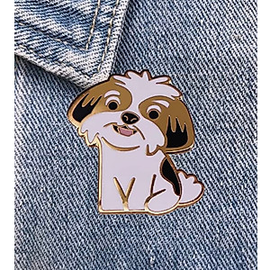 Dog Pin Jewelry White and Black Enamel with Gold Tone for Women, Girls, and Boys, Tac Lapel Bag Pin